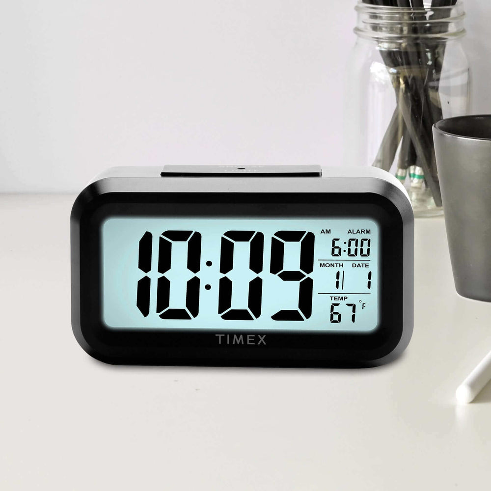 Timex Alarm Clock with Large Display, Cordless and Portable – Black (T